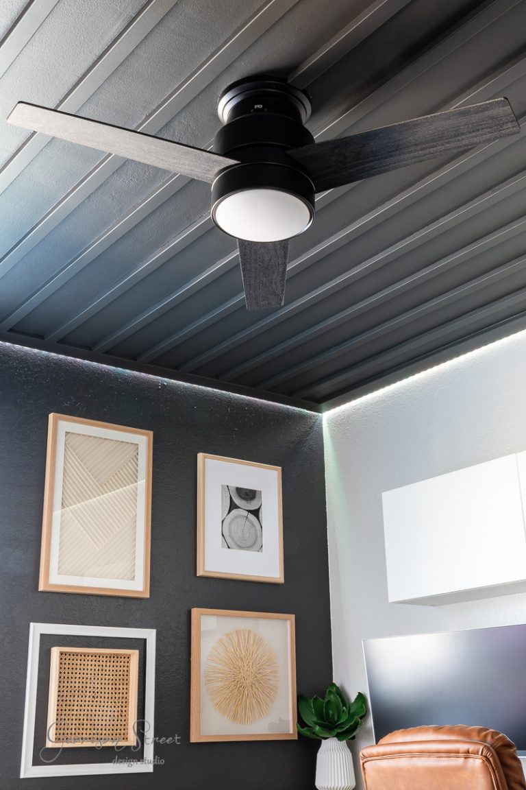 DIY Modern Wood Slat Ceiling with LED Strip Lights - Garrison Street ...