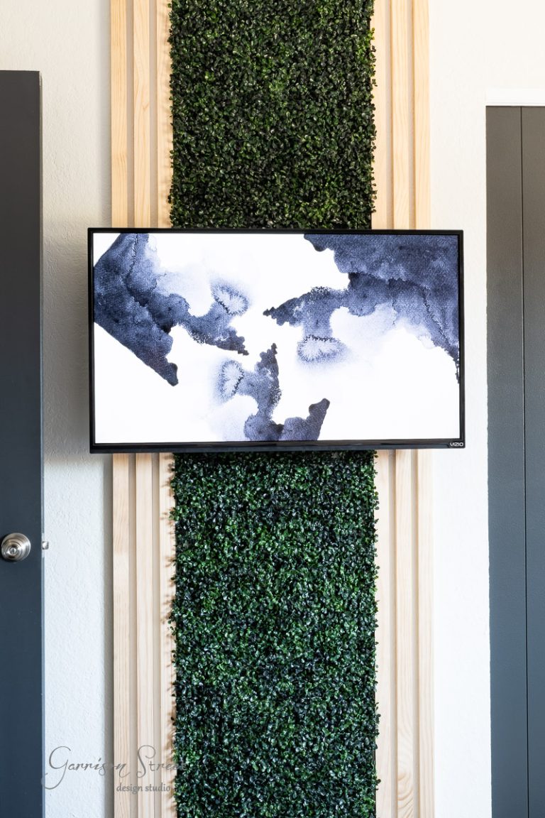 DIY Vertical Indoor Faux Green Living Wall with a TV - Garrison Street ...